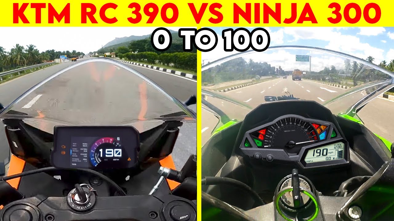 KTM RC 390 VS Ninja 300 | 0 TO 200 | TOPSPEED BATTLE !!! - YouTube
