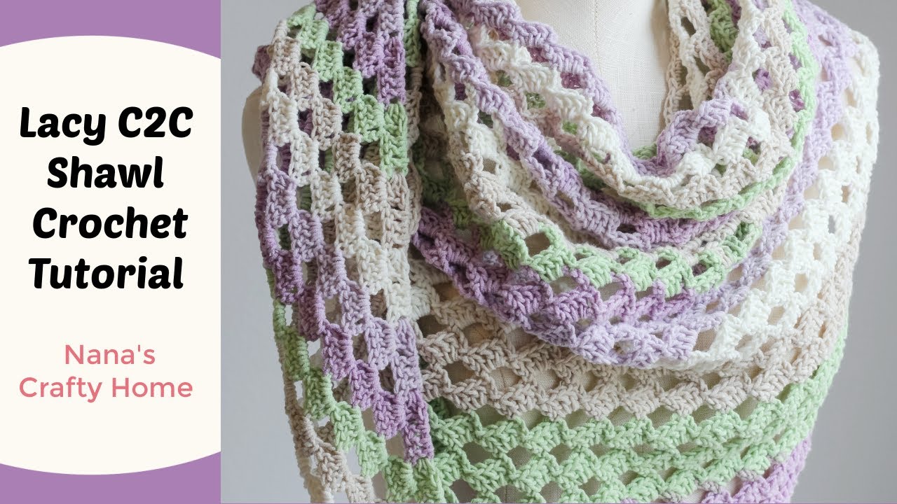 Lacy C2C crochet shawl beautiful corner to corner pattern! - YouTube
