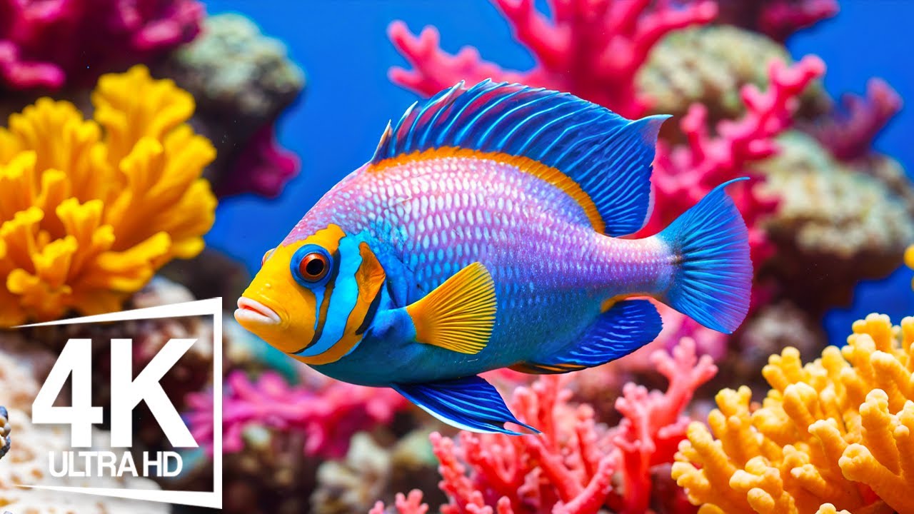 Aquarium 4K VIDEO ULTRA HD - Coral Reefs & Colorful Sea Life - Sleep ...