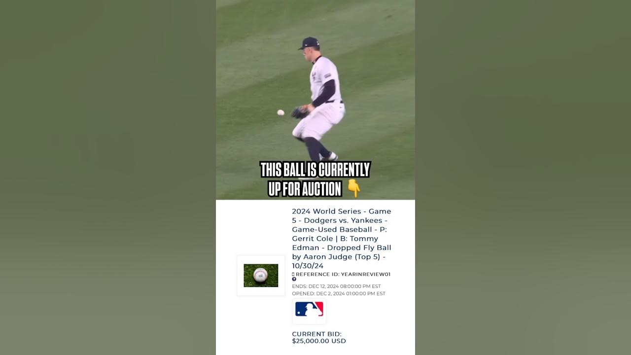 Dodgers Auction Off Aaron Judge’s Dropped Ball from Game 5 of the World Series #worldseries # ...