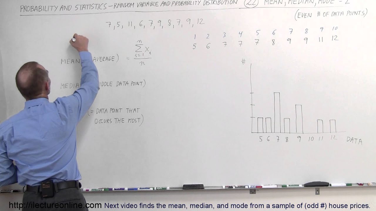 Prob And Stats Random Variable And Prob Distribution 22 Of 53 Mean Median Mode Ex 2 Youtube