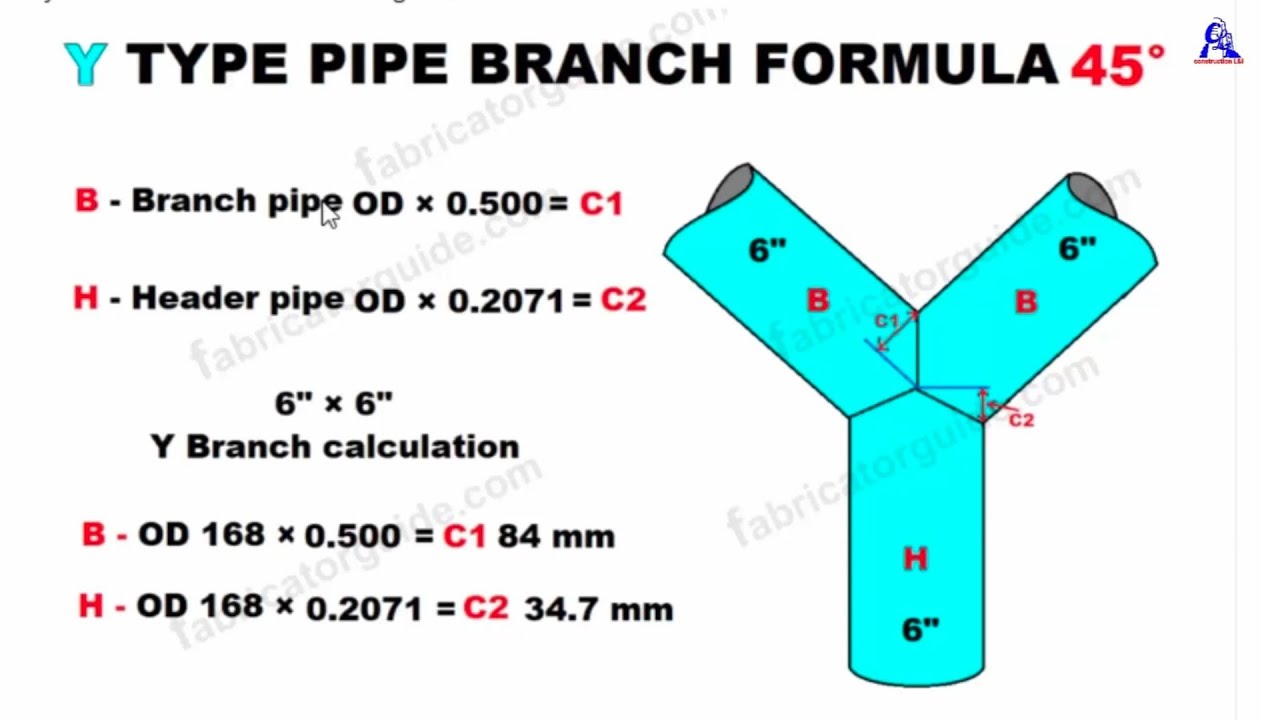 Y type pipe branch formula 45° | 8 and 16 Center line marking Y type ...