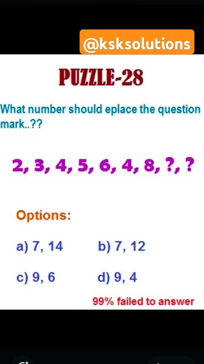 Puzzle-28: Which number should replace the question mark..?|Number puzzles with solution# ...