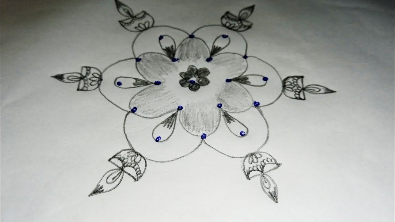 😻 5 to 3 dots kolam 😻Deepam 😻@Thiru-r8n - YouTube