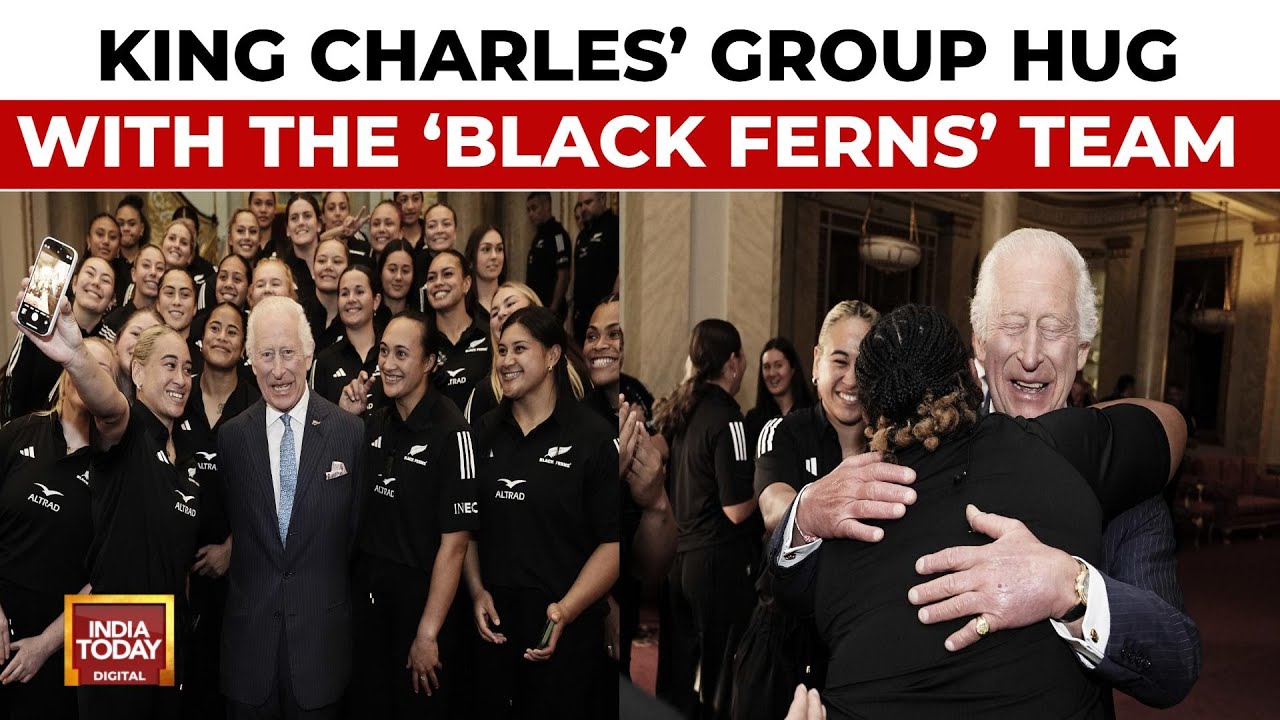 UK's King Charles Gets A Group Hug From New Zealand's Female Rugby Team ...