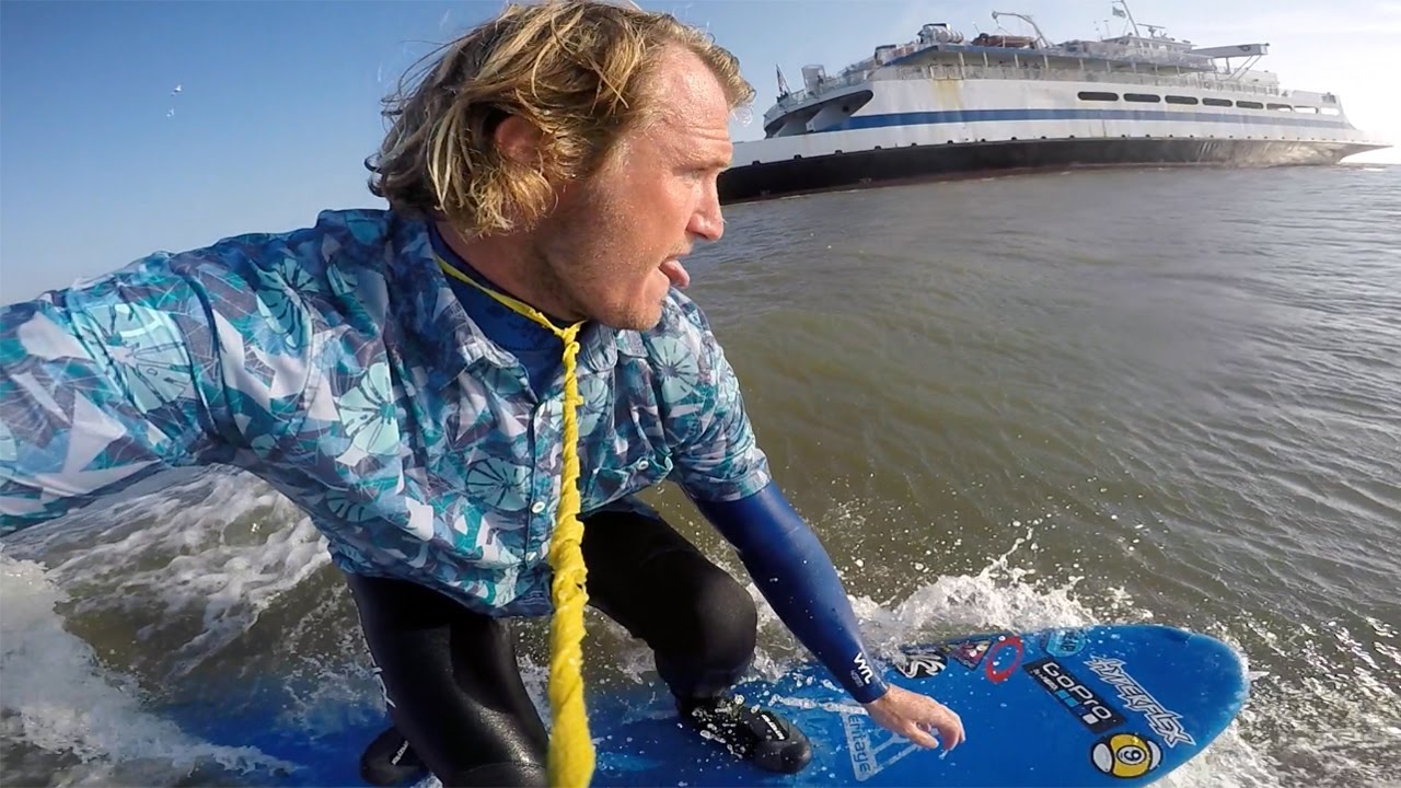 HOW TO SURF A FERRY SHIP BOW WAKE - YouTube