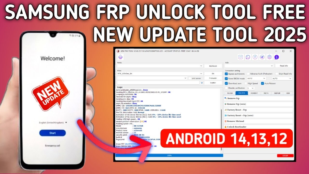 ALL SAMSUNG FRP BYPASS NEW METHOD 2025, ONE CLICK NEW UNLOCK TOOL - YouTube