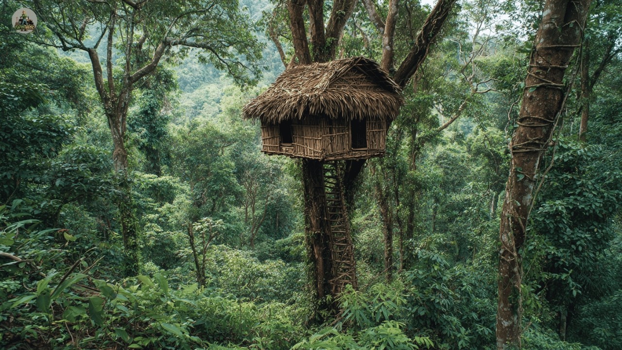 The Ultimate SECRET Treehouse Build | Bamboo & Wood Construction @Mr ...
