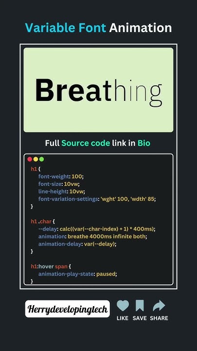 🎨 Variable Font Animation with CSS! 🔤💡||#shorts #shortvideo #animation #htmlcssjs #code #web # ...