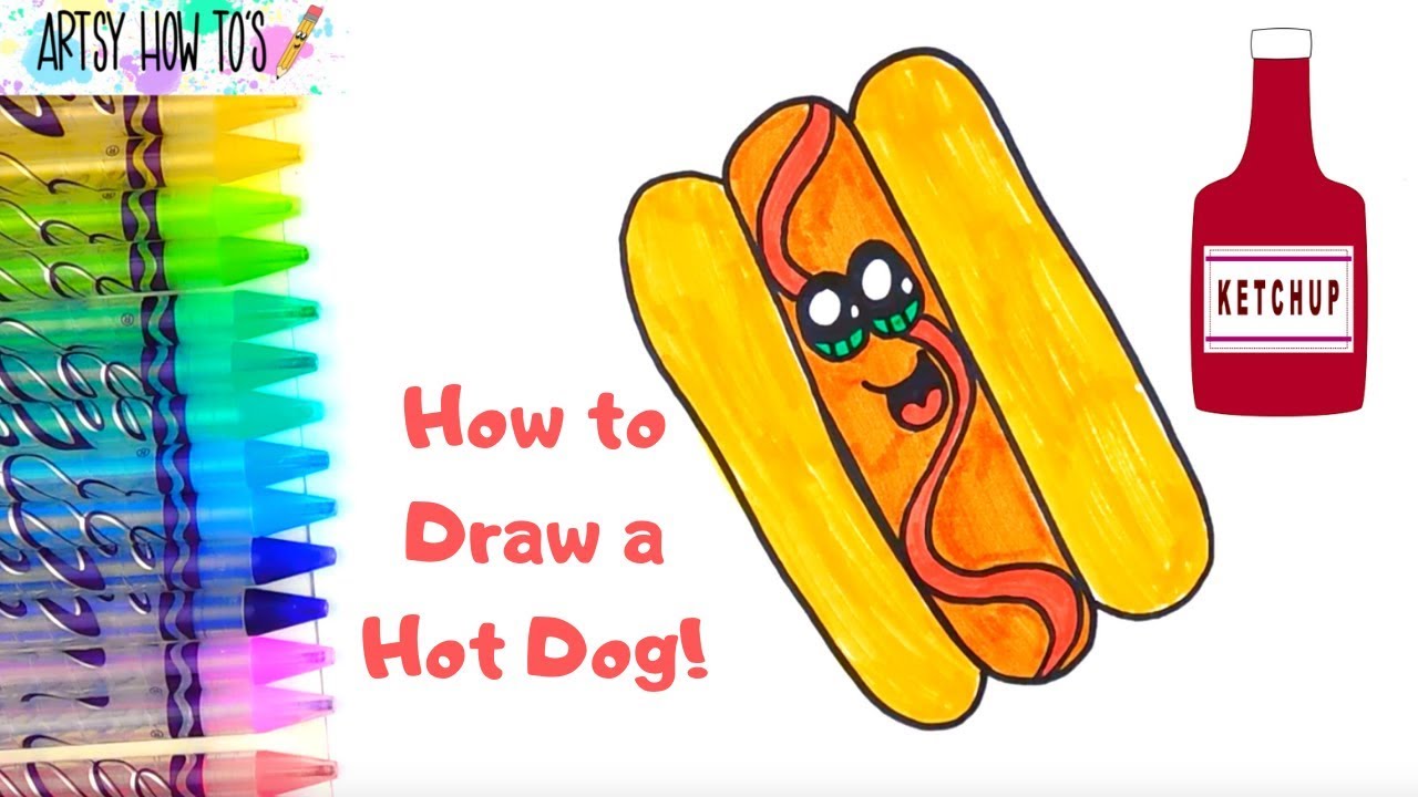 How To Draw a Hot Dog - Drawing for Kids! - YouTube