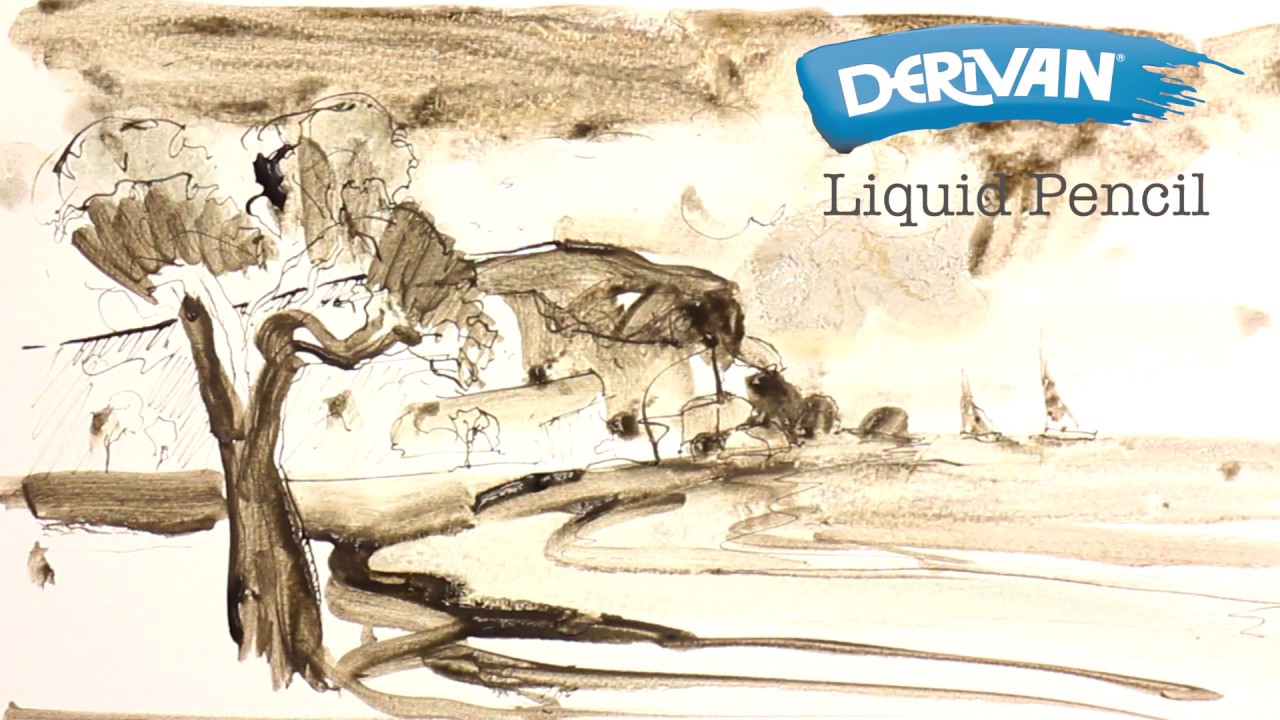How to paint a quick Landscape- Derivan Liquid Pencil - YouTube
