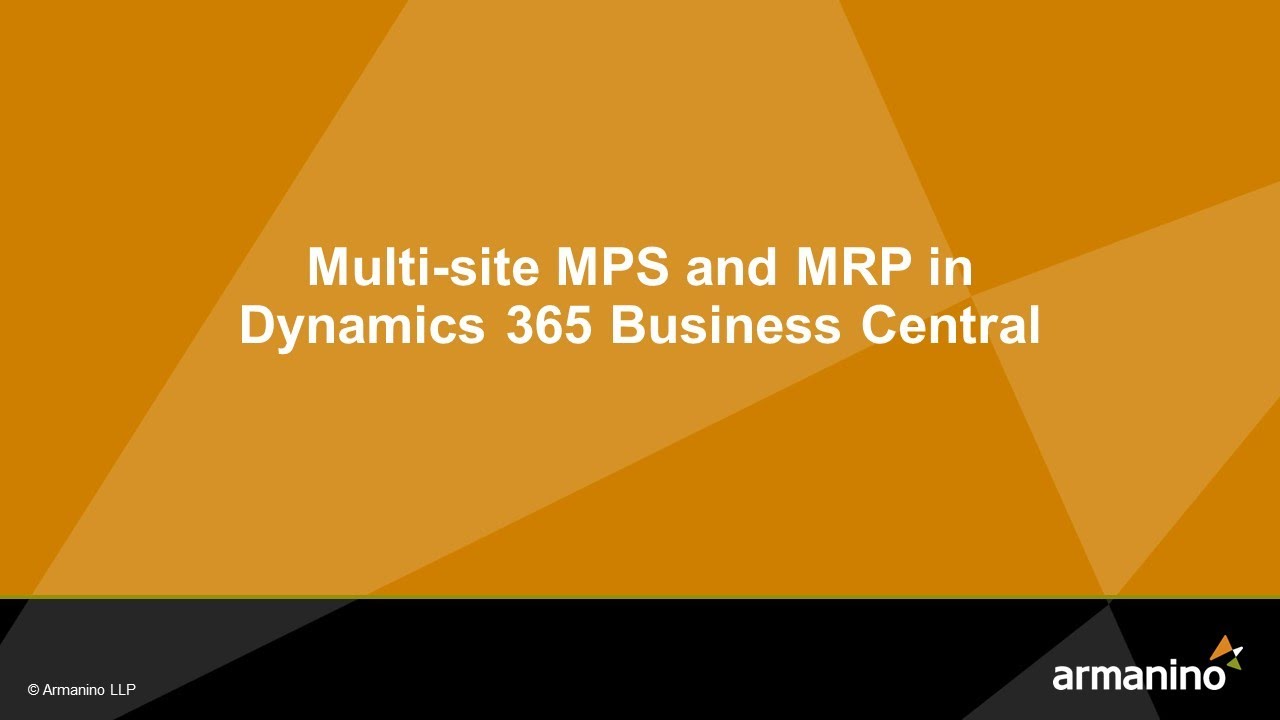 Multi-site MPS and MRP in Dynamics 365 Business Central - YouTube