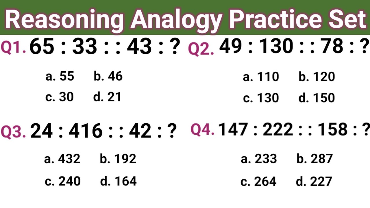 Reasoning Analogy Question paper set // Reasoning class number Analogy ...