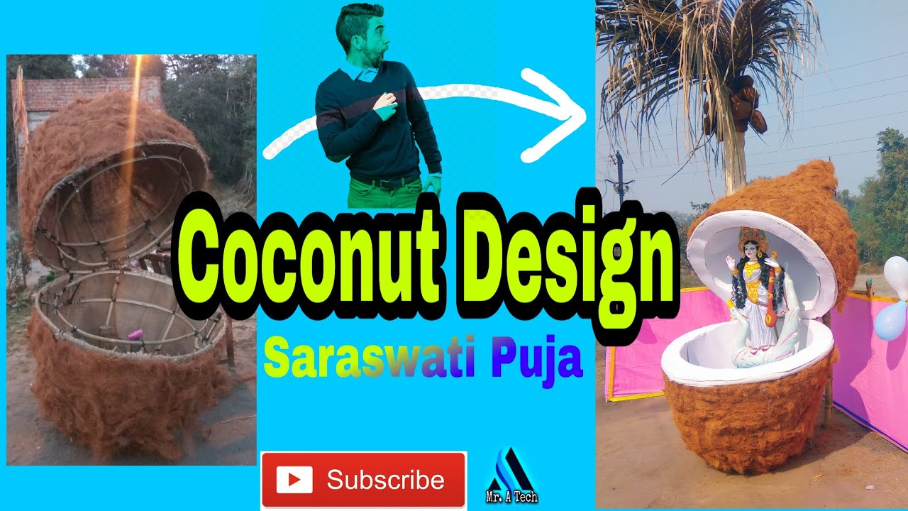 Saraswati puja pandal design coconut||🌼👌👌 Coconut design 🌼 - YouTube