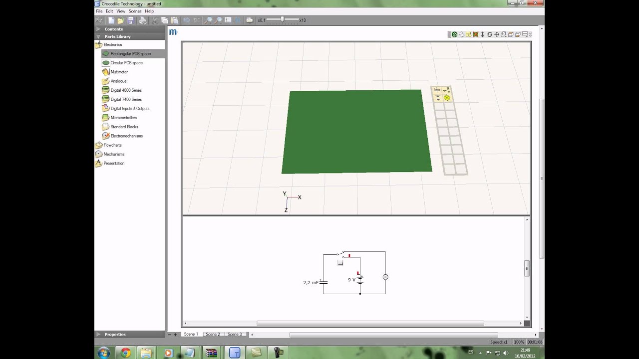 Circuito en Crocodile Tecnology 3D - YouTube