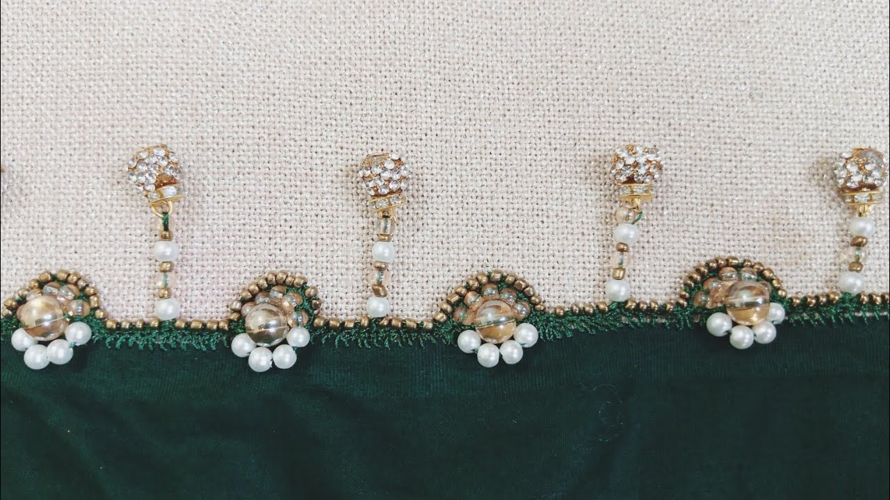 Beautiful beaded lace design | chrochet lace on edges| silk thread lace ...