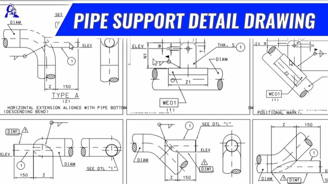 Pipe support detail drawing | Elbow trunion pipe dummy support | shoes ...