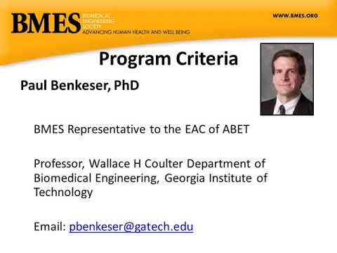 BMES Webinar – Current Topics in BME ABET Accreditation
