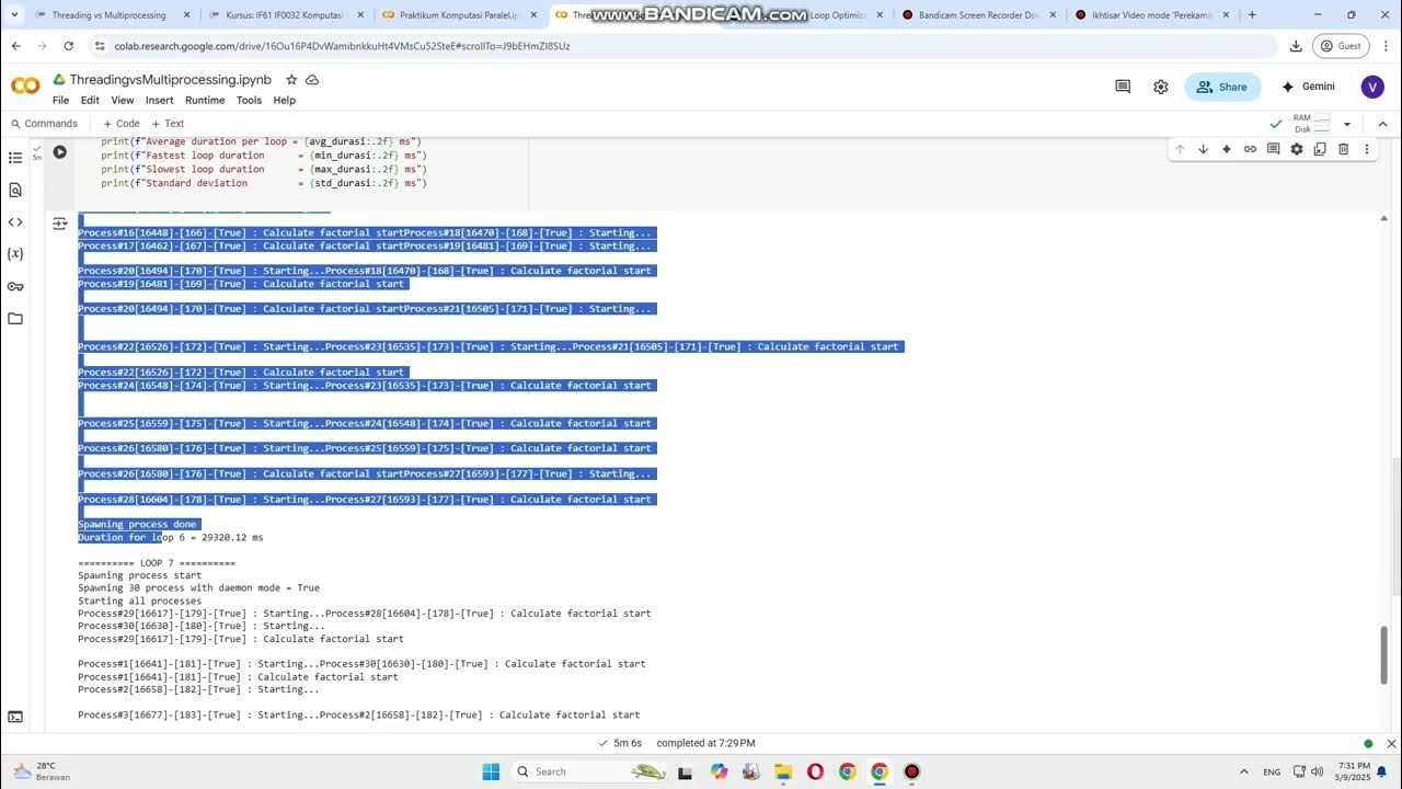 TUGAS THREADING VS MULTIPROCESSING LOOP 10X - YouTube