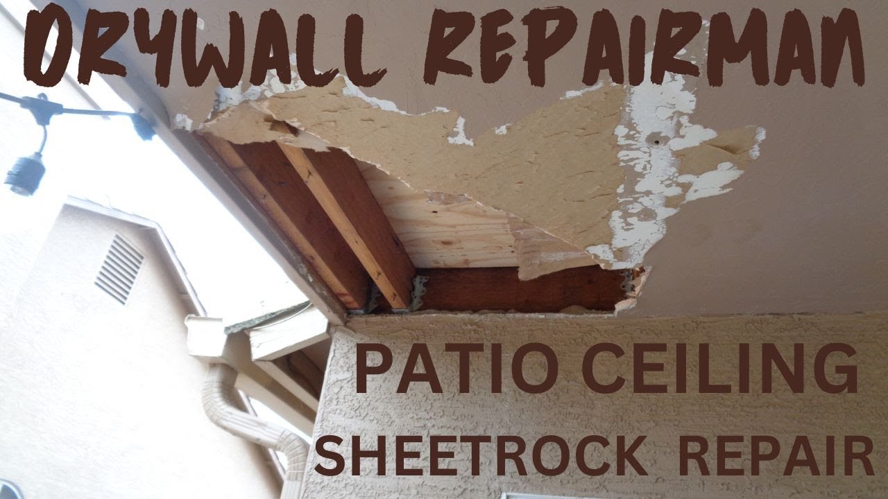 Pato ceiling water damaged roof leak sheetrock patching large hole ...