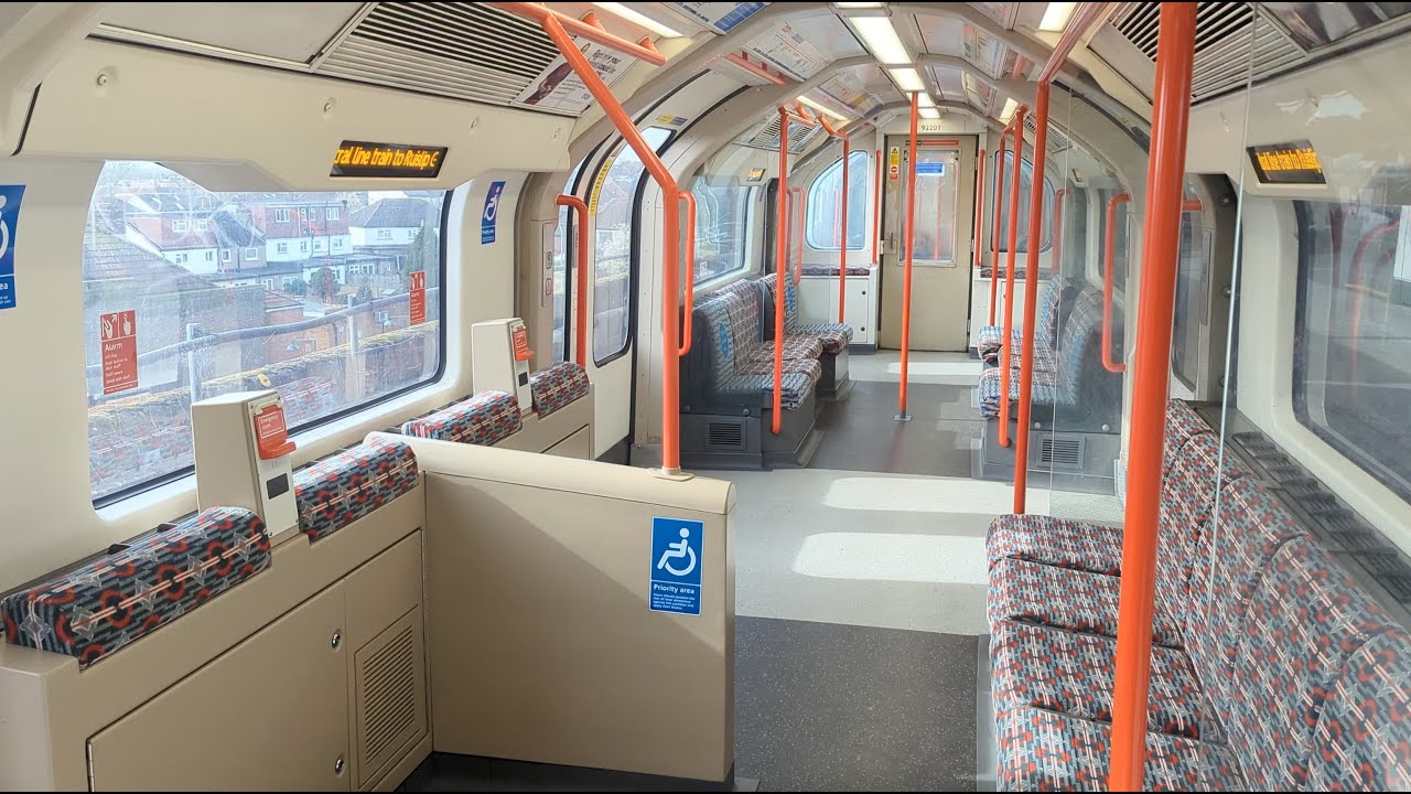 Refurbished Central Line train on Ruislip branch - YouTube