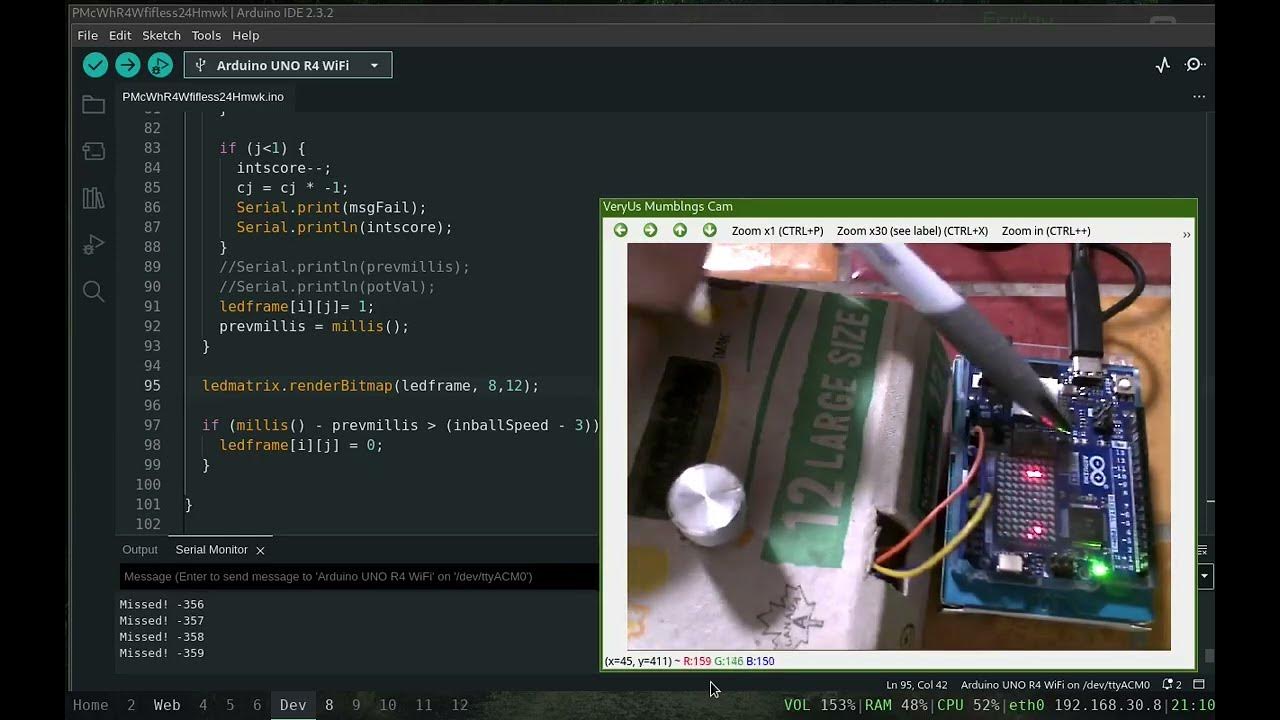 Pong game in Arduino R4 led matrix - YouTube