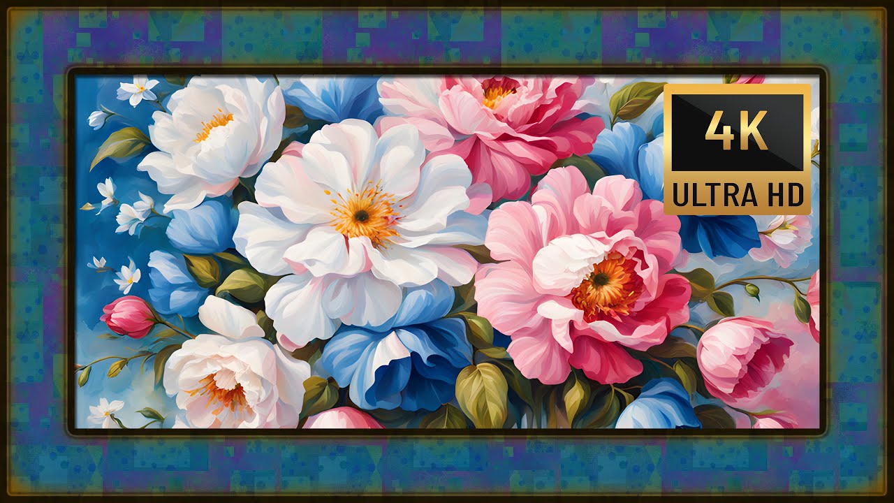 Framed TV Art Wallpaper Flower Painting | Screensaver for TV | Framed ...