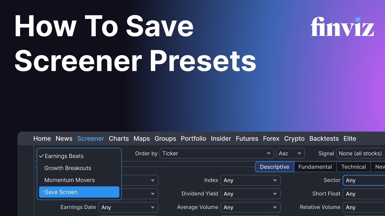 How to Save Screener Presets on Finviz - YouTube