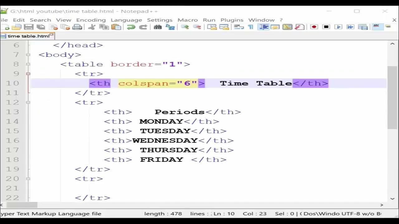 HTML tutorial ! How to create a School TimeTable in HTML - YouTube