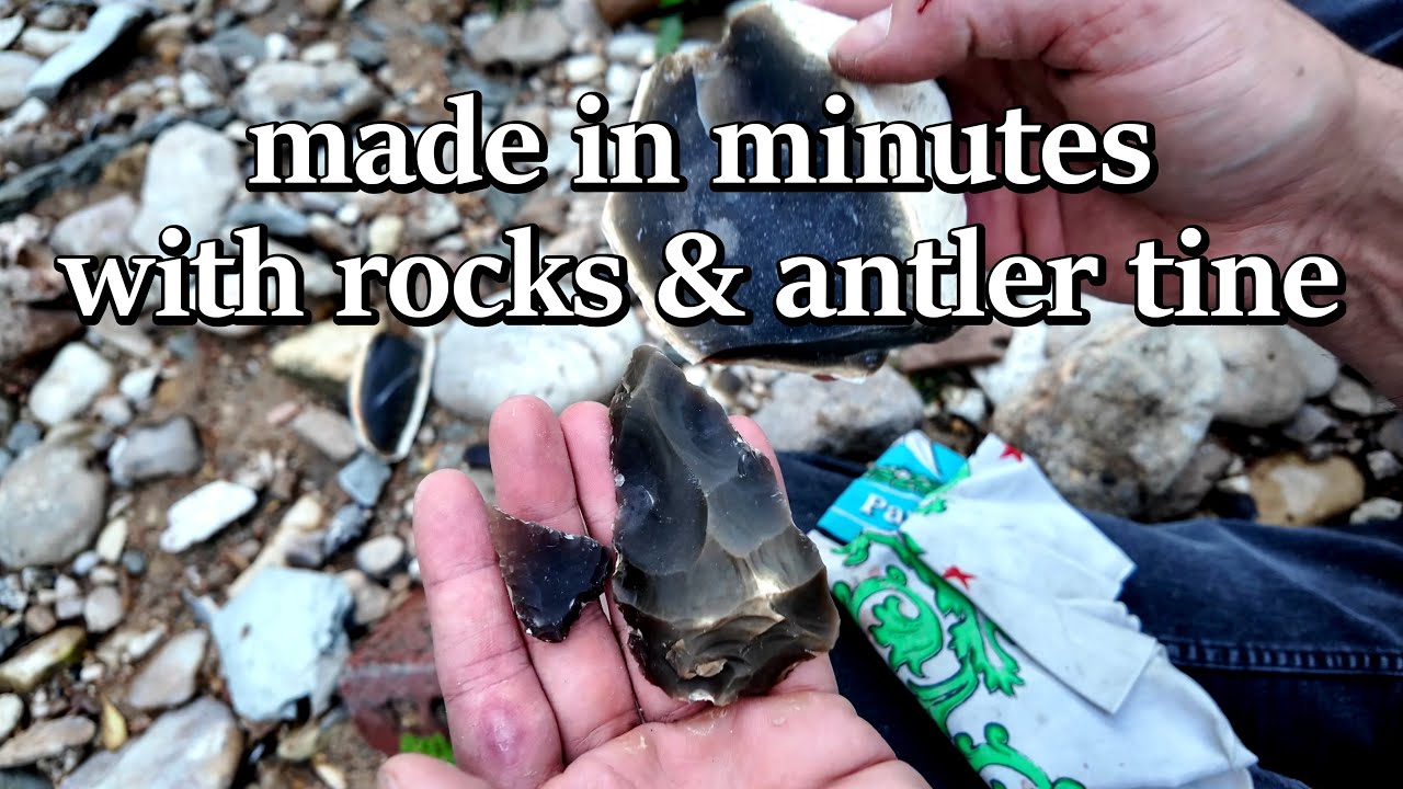 Handaxe & arrowhead w/ rock & tine, no cuts, 2x speed. - YouTube