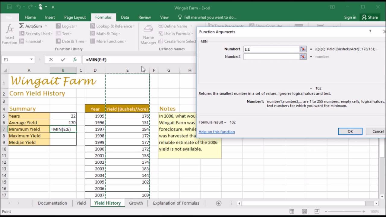 309 How to use Min and Max in Excel 2016 - YouTube
