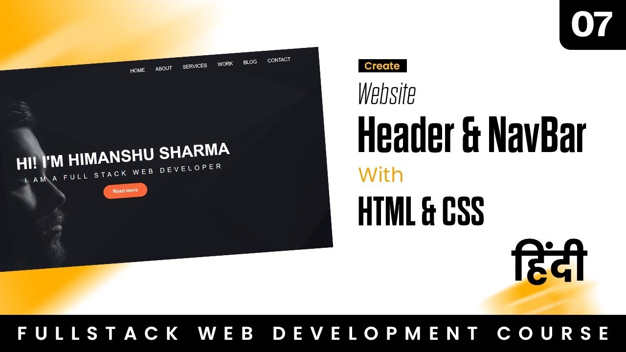 Navbar And Header In Html And Css Full Stack Web Development Course In 1311