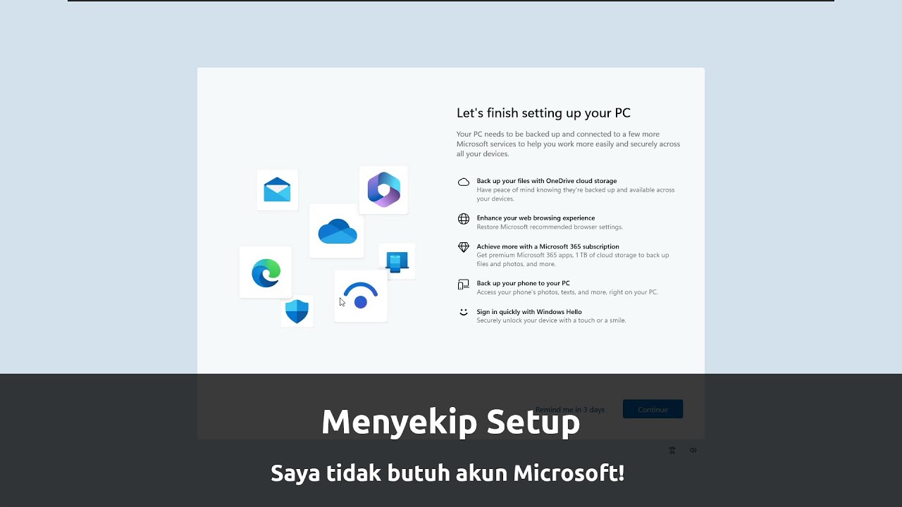 Mari kita "tidak" menyelesaikan pengaturan PC ini | Skip "Finishing ...