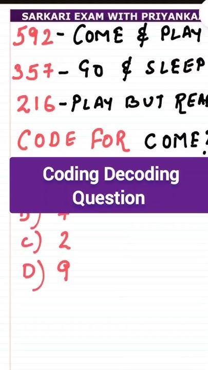 Coding Decoding Question | Reasoning Trick | #reasoning #ssccgl #ssc #maths #shorts #bankexam ...