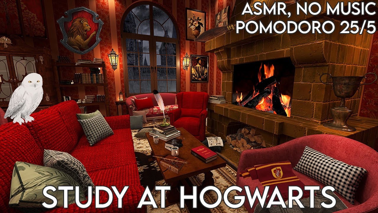 Pomodoro Harry Potter Study at Hogwarts (Pomodoro 25/5ASMR, Rain ...