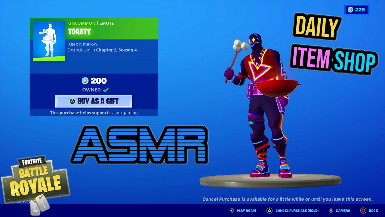 ASMR | Fortnite NEW Toasty Marshmallow Emote! Daily Item Shop Update 🎮🎧 ...