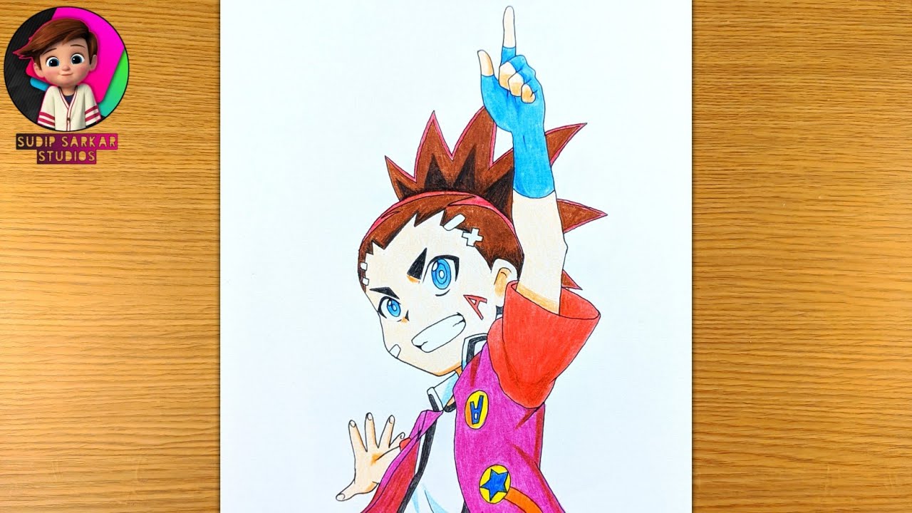 How To Draw Aiger Akabane From Beyblade Burst - Step By Step Drawing ...