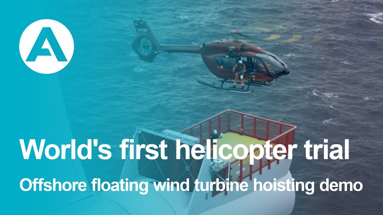 World's first helicopter trial - Offshore floating wind turbine ...