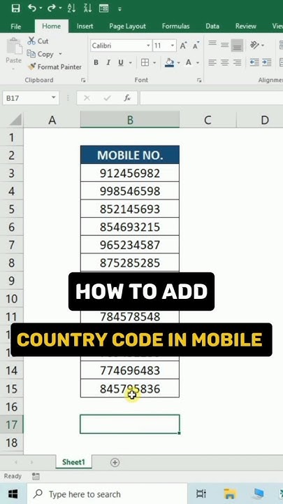 How to add country code in mobile number. #excel #exceltips #exceltricks #shorts #short # ...