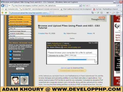 Browse and Upload Files Using Flash and AS3 - CS3 Tutorial - YouTube