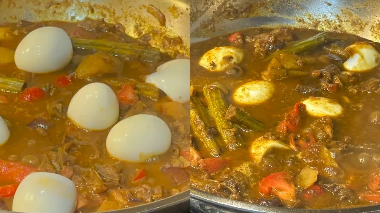 Baigan, Saijan, Aloo And Egg Curry WOW! - YouTube