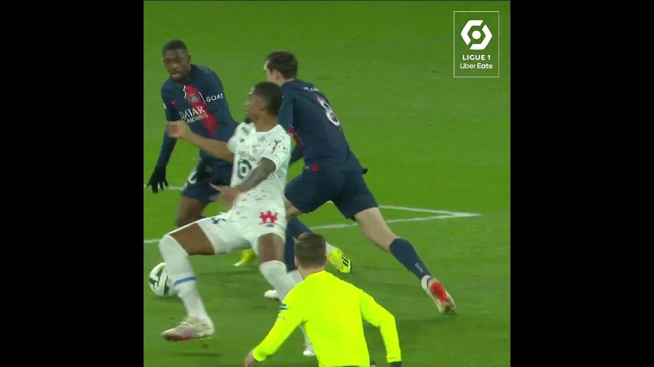 ⚽뎀벨레의 순간 압박 인터셉트, 하무스의 마무리 [리그앙 21R/PSG vs 릴] - YouTube