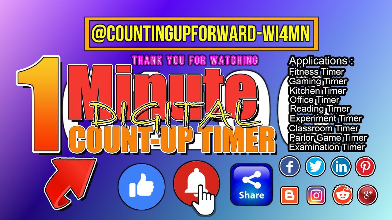 1 Minute Digital Count up Timer 28 - YouTube