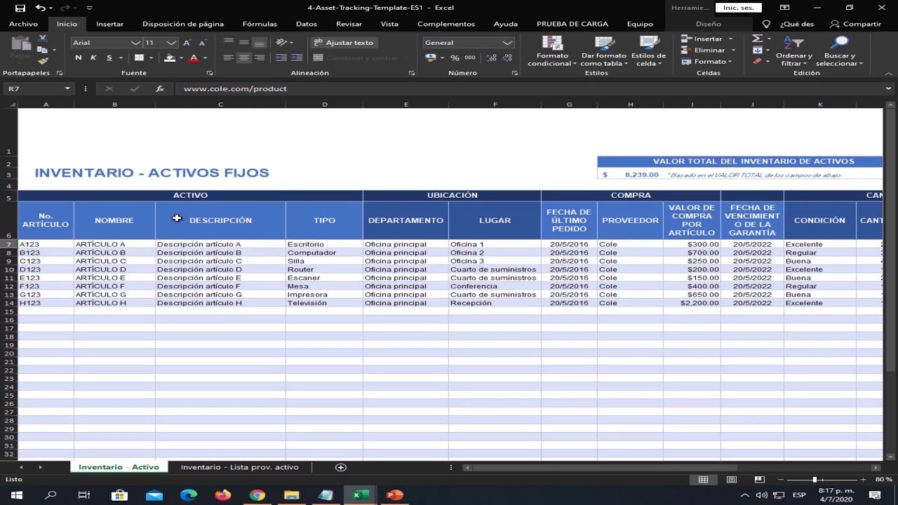 Inventario de Activos Fijos - YouTube