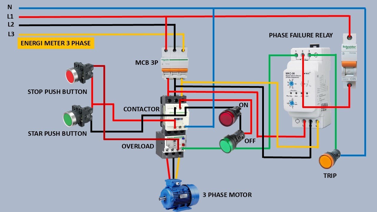 Phase Failure Relay | three phase dol starter Control overload ...