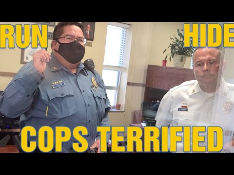 CHIEF OF POLICE HIDES BEHIND BULLETPROOF GLASS TO HIDE FROM CAMERA ...