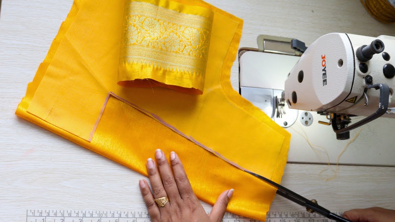 Simple and easy border blouse design cutting and stitching| back neck ...