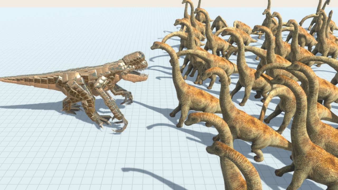 Distortus Rex vs 100 Herbivore Dinosaurs Army ARBS Animal Revolt Battle ...