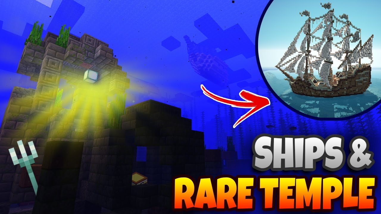 EXPLORING SUNKEN SHIPS & A RARE TEMPLE IN THE OCEAN BIOME!! | Minecraft ...