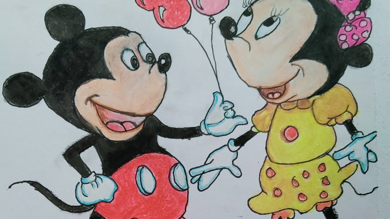 Micky Mouse drawing // Micky mouce club drawing with Pencile colour ...